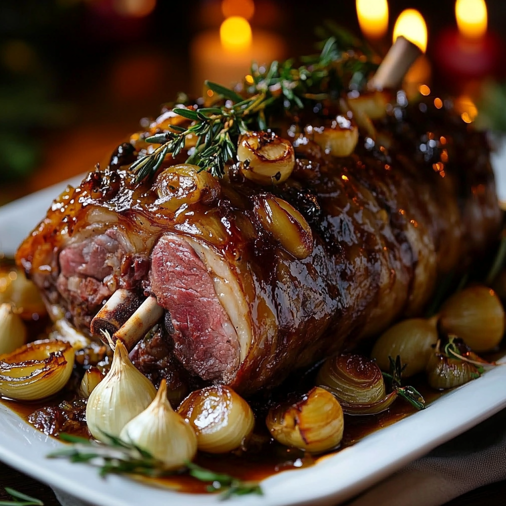 Slow-Roasted Lamb Shoulder with Roasted Garlic, Caramelized Onions ...